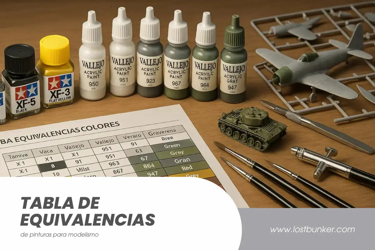Tabla de equivalencias de pinturas para modelismo: guía completa Tamiya ...