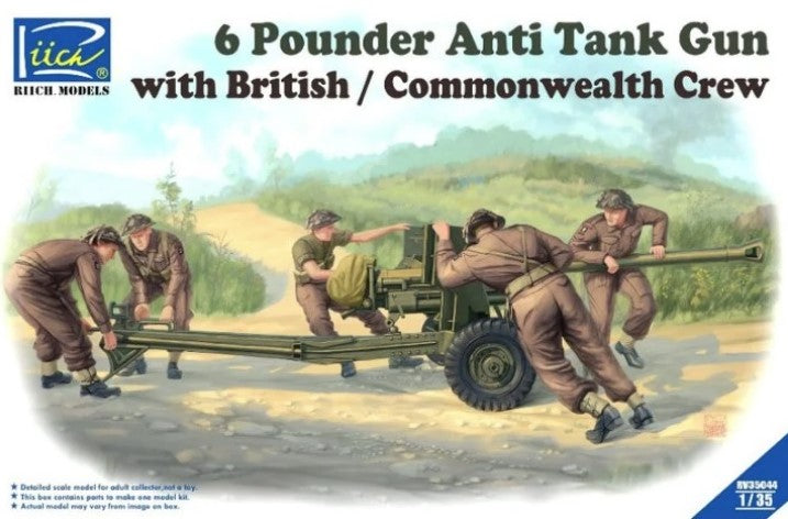 RIICH MODELS (1/35) 6 Pounder Anti-Tank Gun with British/Commonwealth