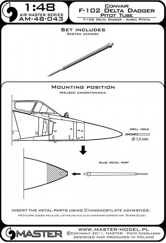 MASTER (1/48) F-102 Delta Dagger - Pitot Tube